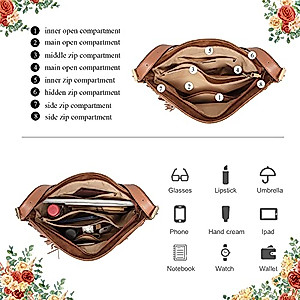 Shoulder Bags for Women Crossbody Bags Hobo Satchel Handbags Tote Bags Vintage Tassel Multi Pockets Zipper Adjustable Strap