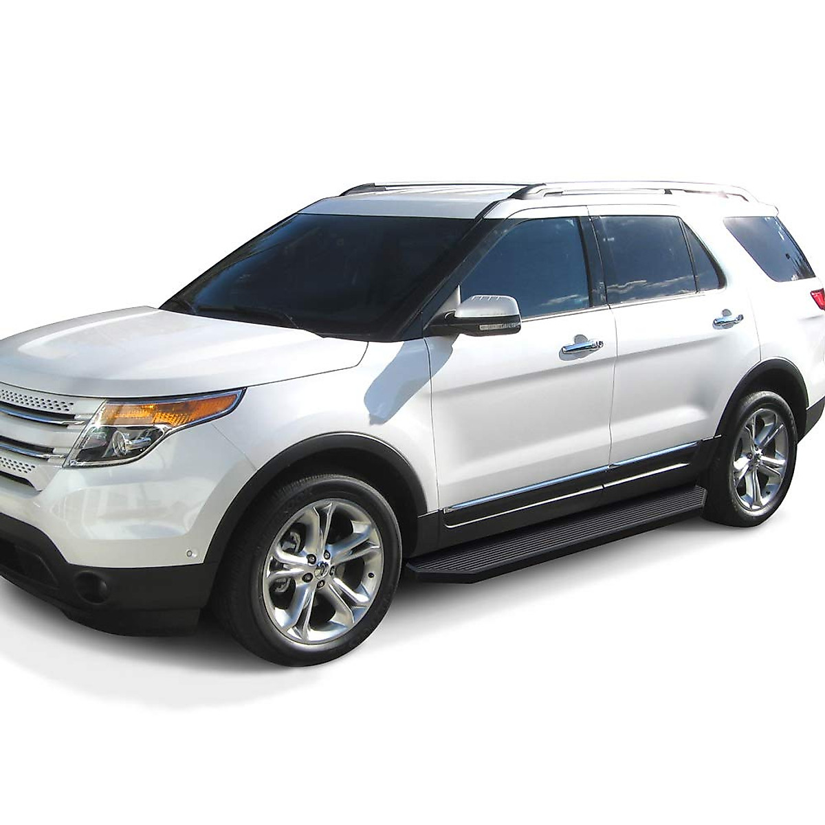 APS 6-inch Aluminum (Black Powder Coated Flat Style) Running Boards Nerf Bars Side Steps Compatible with Ford Explorer 2011-2019 4-Door