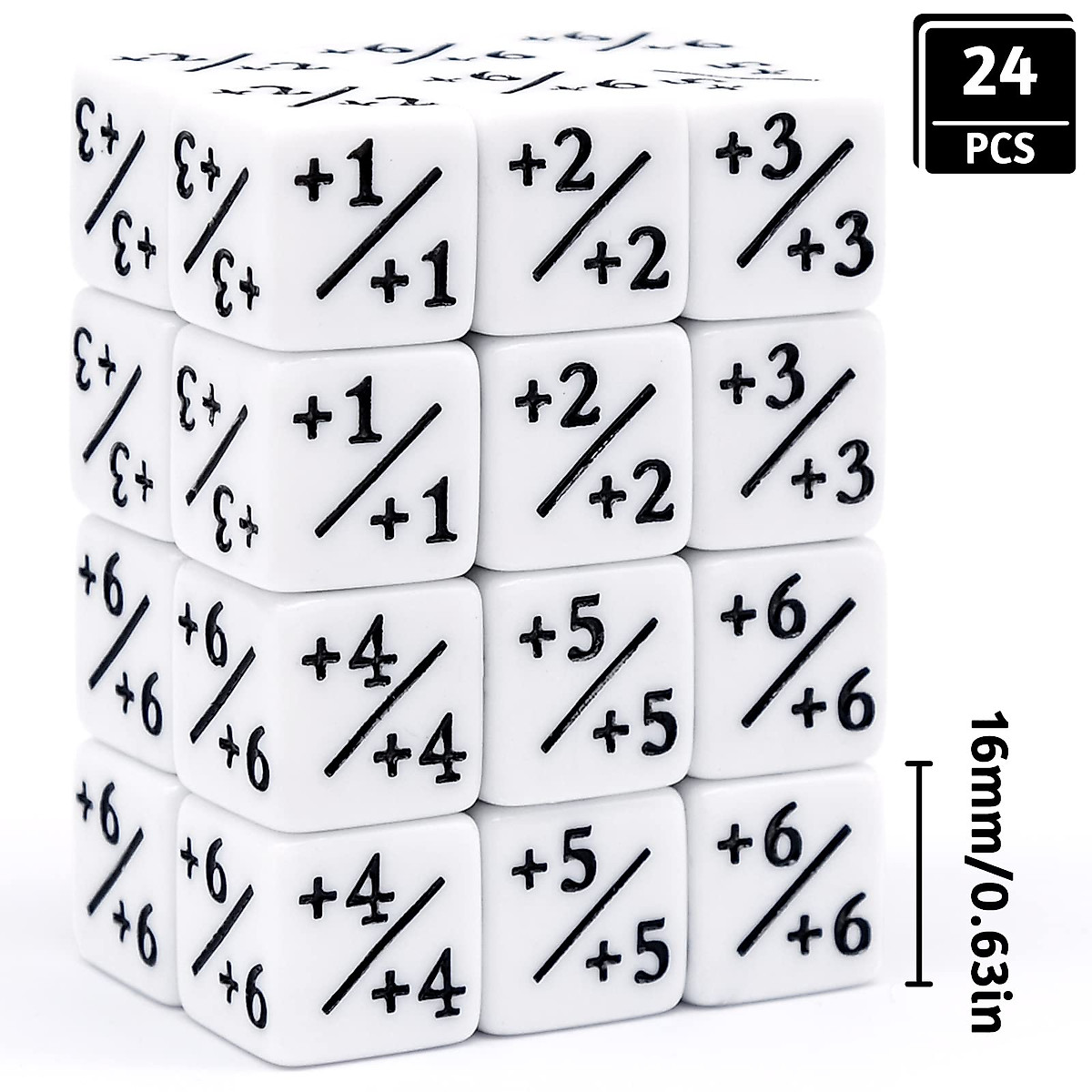 24 Pieces Dice Counters Token Dice, D6 Dice Cube Loyalty Dice Compatible with MTG CCG, Card Game Accessories