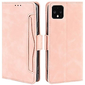 HualuBro Google Pixel 4 Case, Magnetic Full Body Protection Shockproof Flip Leather Wallet Case Cover with Card Slot Holder for Google Pixel 4 Phone Case (Pink)