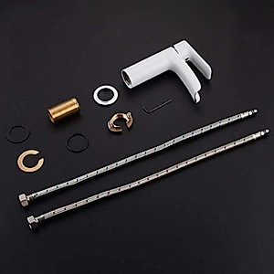 HOONWEAR Kitchen Taps Kitchen Tap Basin Faucet Faucet White Chrome Waterfall Faucets Bathroom Sink Faucet Water Tap Mixer Sink Bath Faucets Brass Basin Mixer, CF001