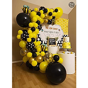 Bee Balloon Arch & Garland Kit - Mixed Yellow and Black Balloons for Bumble Bee Party - What Will It Bee Gender Reveal, Honey Bee Baby Shower, Happy Bee Day, Bee Birthday Party Decorations & Supplies