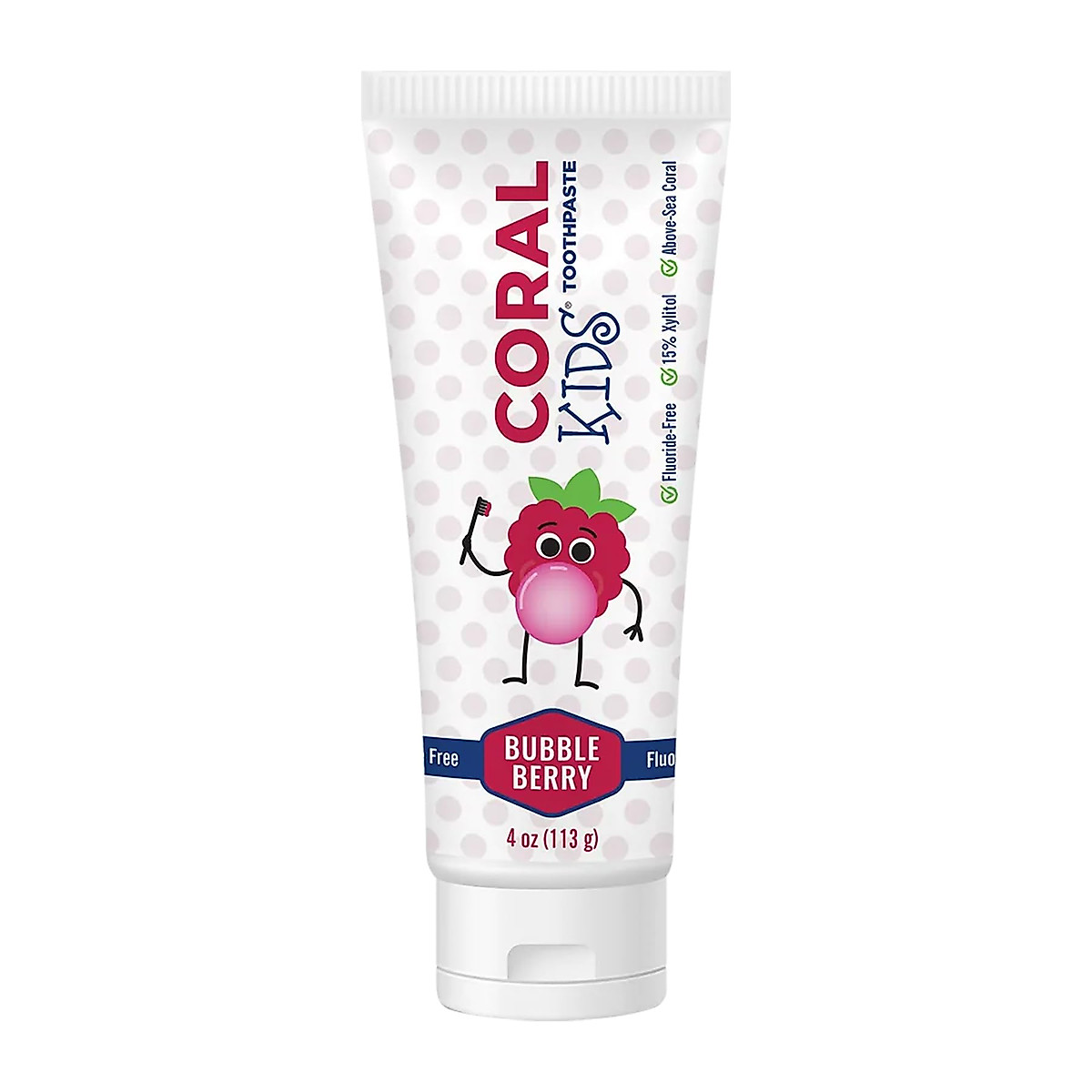 Coral White Kids Bubble Berry Fluoride Free Toothpaste - 4 Ounces (1 Pack)