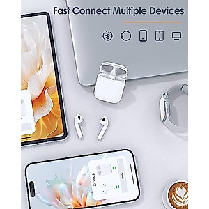 Airpod Charging Case for Airpods 1st and 2nd Generation, Airpods Charger Case, 450mAh Generation Charging Case Replacement with Bluetooth Pairing Sync Button (white2)