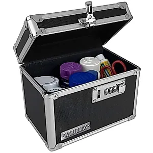 Vaultz Medicine Lock Box w/ Combination Lock - 5 x 7 x 5" Cabinet Safe, Black