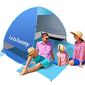 LetsFunny Large Pop up Beach Tent Sun Shade Shelter, UPF 50+ Pop-up 3-4 Person Outdoor Beach Tents Shelter Automatic Portable Sport Sun Umbrella Anti UV Baby Tent,Suitable for Family …