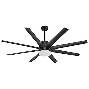 YITAHOME Black Ceiling Fans 60 Inch with Lights and Remote, Modern Fan for Indoor Outdoor with Quiet Reversible 6 Speeds Motor, Dimmable LED 3 Color, Memory Function for Bedroom Living Room Patio