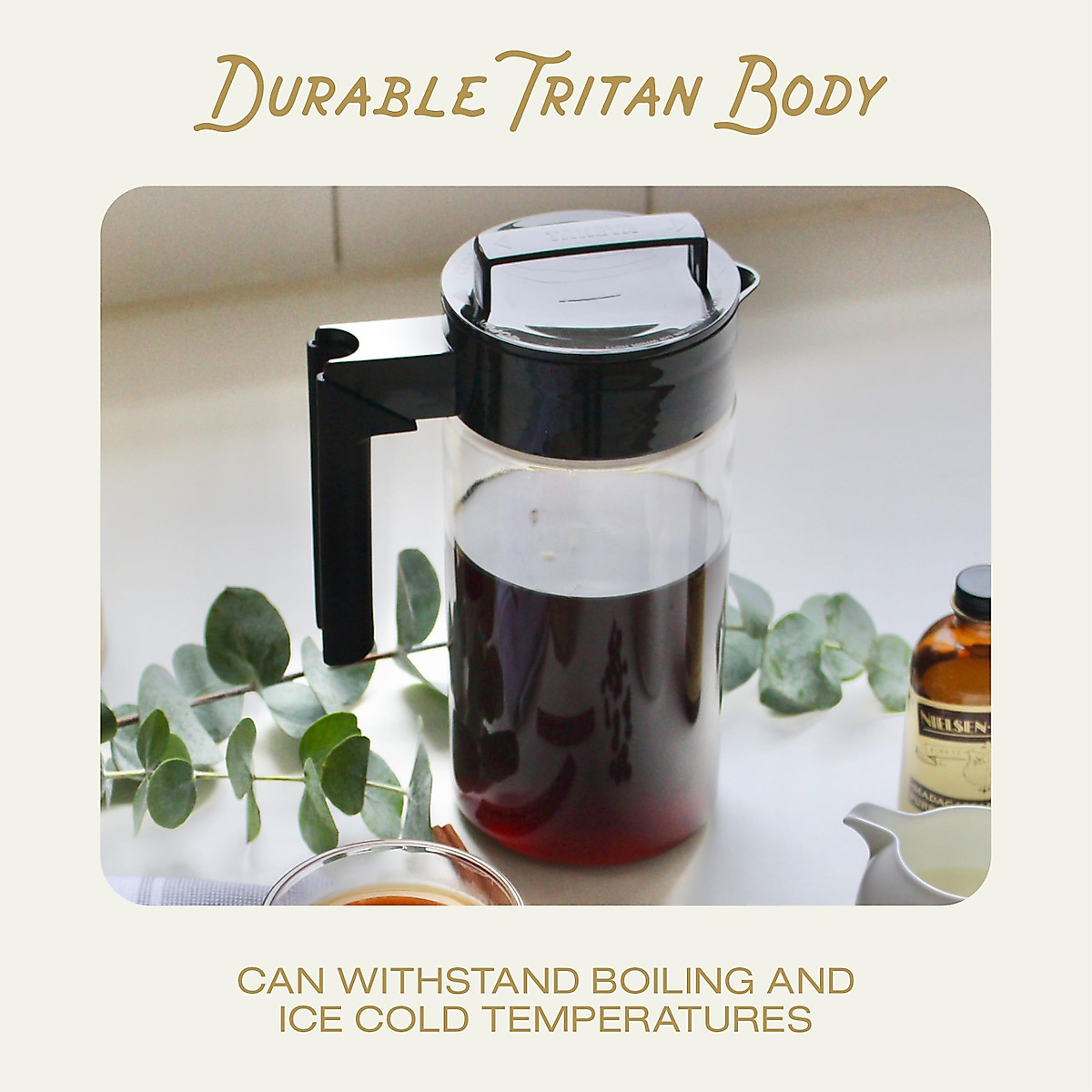 Takeya Patented Deluxe Cold Brew Coffee Maker, 1 qt, Black