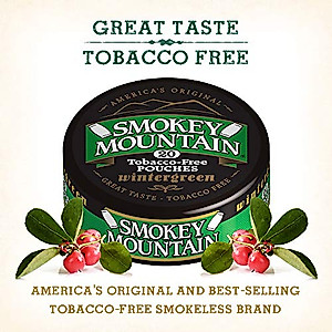Smokey Mountain Original Pouches - Wintergreen - Tobacco Free and Nicotine Free - 10 Can Box - 20 Per Can
