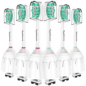 Toptheway Replacement Brush Heads Compatible with Sonicare E-Series Essence Xtreme Elite Advance and CleanCare Screw-On Toothbrush Handles HX7022/66, 6 Pack