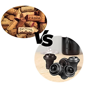 Wine Stoppers For Wine Bottles – 5 Vacuum Wine Corks for Wine Bottles and 1 Rubber Wine Sealer for Wine Bottles Best Wine Bottle Corks - in Gift Box