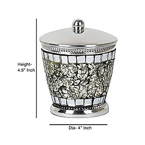 nu steel Iceberg Ice Collection Qtip Dispenser Bathroom Vanity Metal Storage Organiser Canister Apothecary Jar for Cotton Swabs, Rounds, Balls, Ice Mosaic Finish