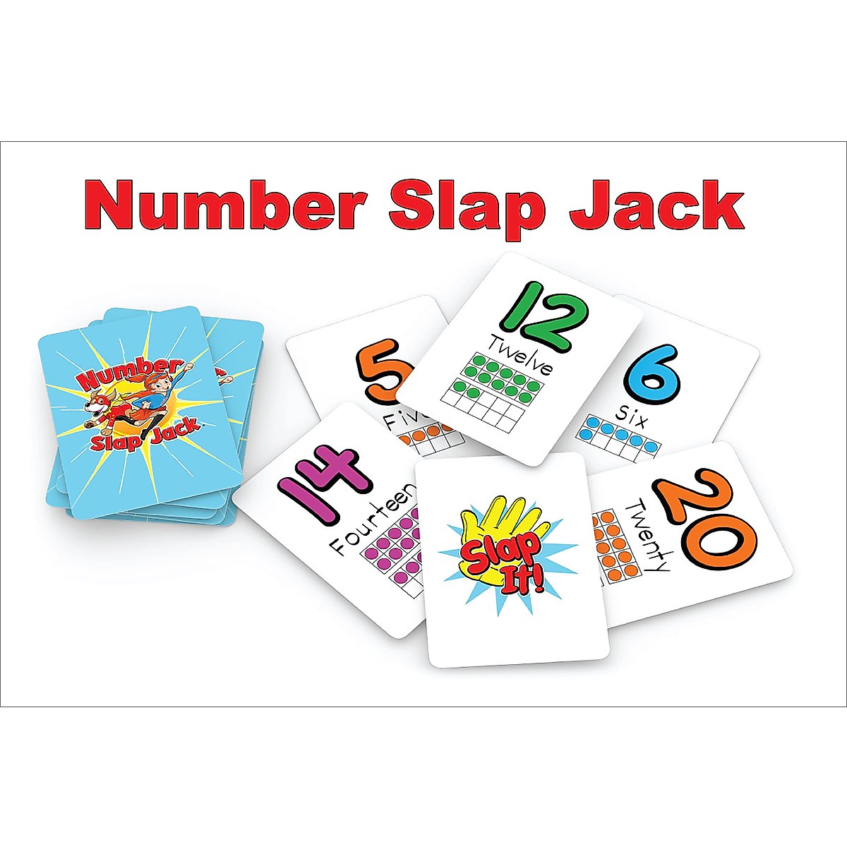 Number Slap Jack a Math Card Game for Kids Ages 4 and Up | The Easy Way to Learn Numbers 0-20 | 4 Fun Ways to Play | Featuring Ten Frames and Operator Cards ,+,-,= | PreK - 1st Grade