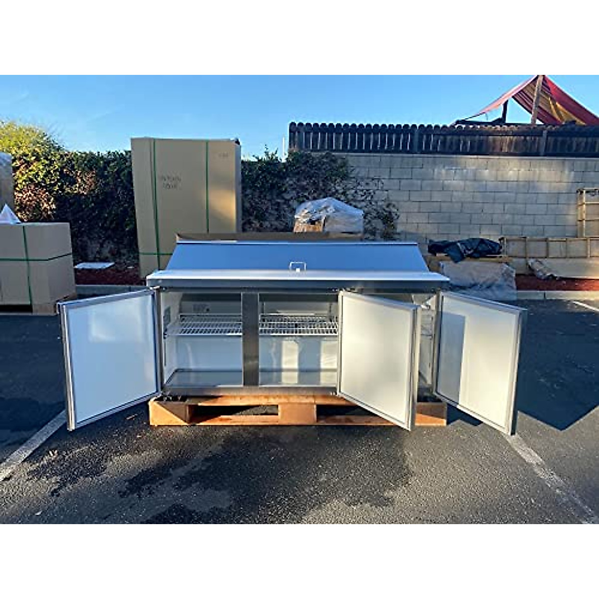 Commercial Refrigerated Sandwich Prep Table 3-door 72" Salad Stainless Steel Refrigerator for Restaurant Kitchen 70" W x 30"D x 42"H inch 33℉-41℉-XSP72