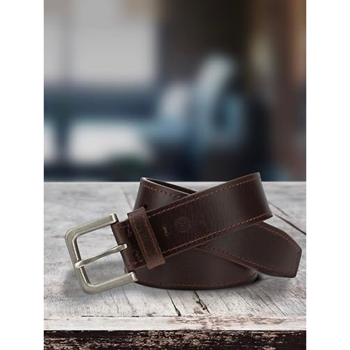 Wrangler Men’s Leather Country Casual Every Day Dress Belt for Jeans, Khakis Brown 36