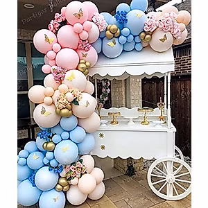 DUILE Gender Reveal Balloon Arch Garland Kit Gender Reveal Party Supplies Balloons Blue And Pink Balloons Rose Balloons With Butterfly For Gender Reveal Birthday Party Baby Shower Party Decorations