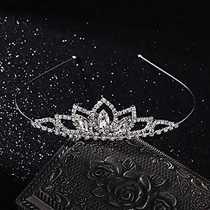 Kilshye Princess Silver Tiara and Crown Pink Crystal Tiaras Girls Pageant Crowns Rhinestone Birthday Headdress for Kids (Silver)