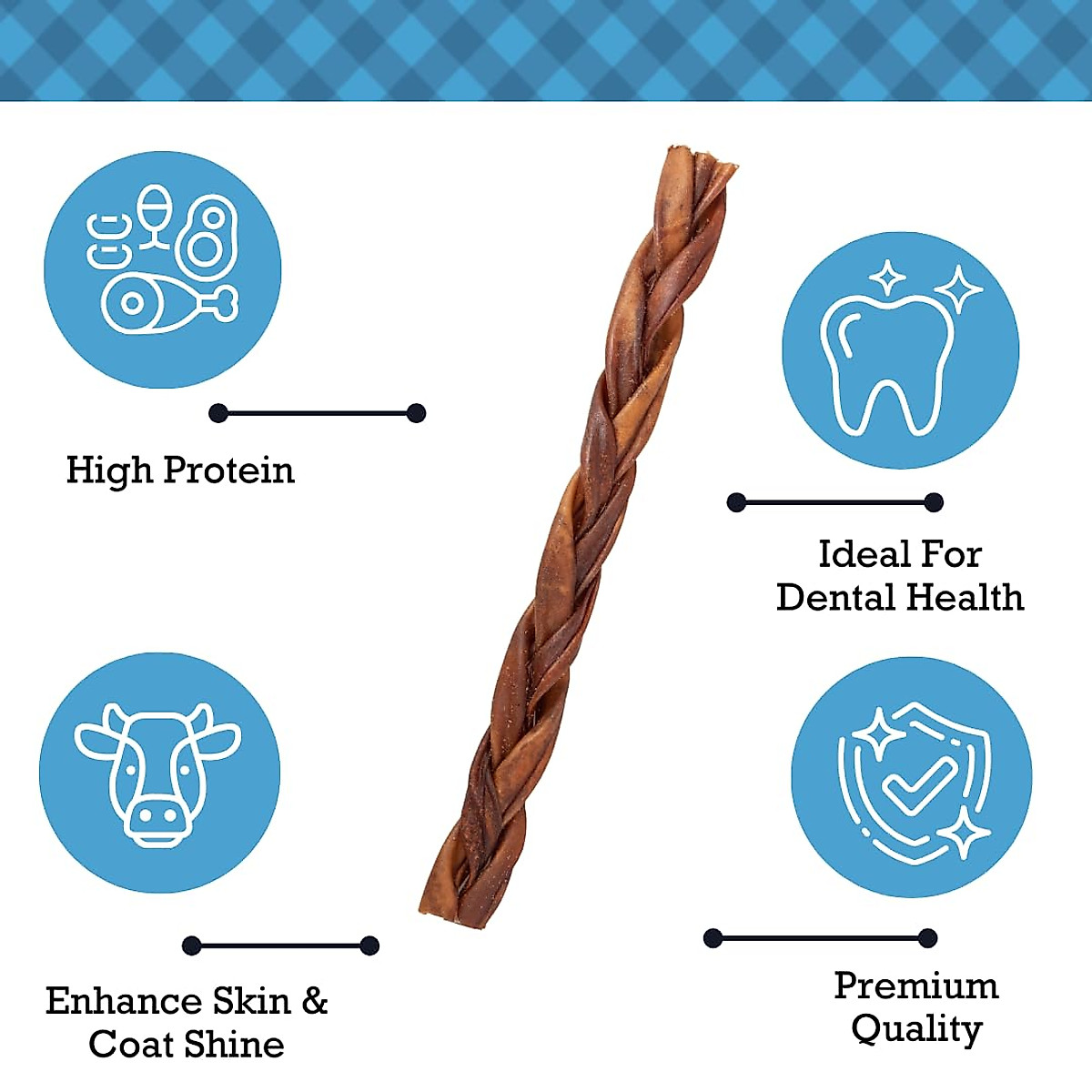 Country Living 12-Inch Braided Collagen Sticks - Premium All-Natural Dog Treats, Long-Lasting Chew Snacks for Oral Care, High in Protein, Grain-Free - 10-Pack