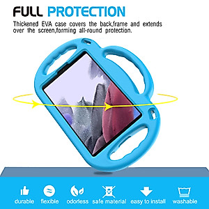 AVAWO Kids Case for Samsung Galaxy Tab A7 Lite 8.7 Inch 2021/A9 8.7 2023, with Strap, Shockproof Lightweight Handle Stand 2021(SM-T220/T225/T227)/2023(SM-X110/X115/X117), Blue