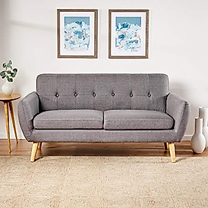 Christopher Knight Home Josephine Mid-Century Modern Petite Fabric Sofa, Dark Grey / Natural