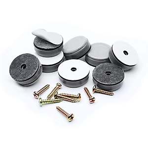 GorillaGlides CB323 1-1/4 Inch Furniture Sliders/Chair Glide Floor Protectors (Set of 8 Glides) Self-Adhesive Screw On Glides for Sliding on Carpet and Hard Surface Flooring, Round