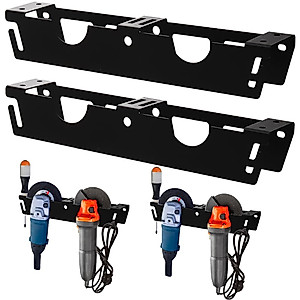 SOUJOY Angle Grinder Holders, 4 Bay Angle Grinder Stand, 2 Pack Polisher Power Tool Racks, Garage Wall Mount Bracket for Angle Grinders, Cutters, Screwdriver