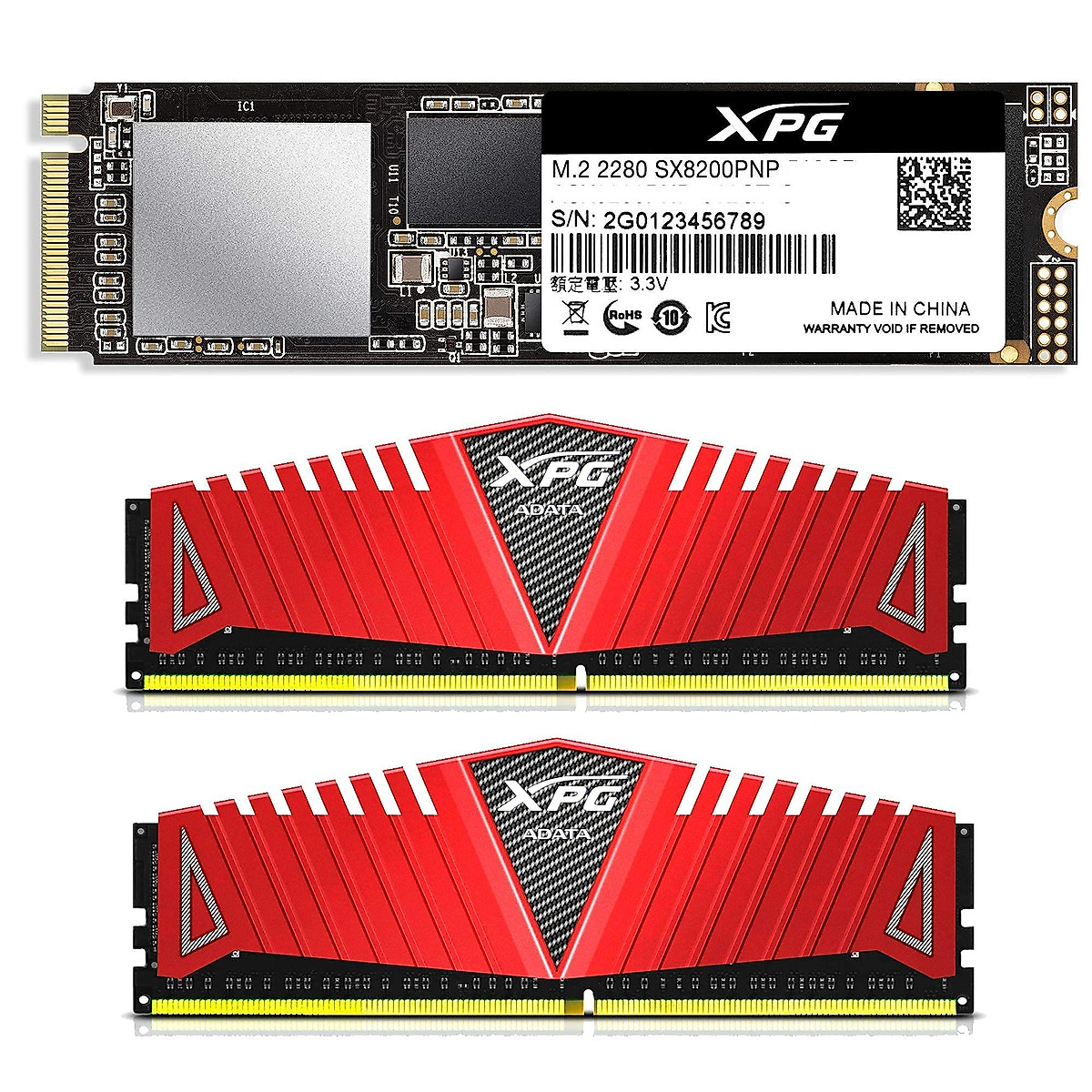 XPG SX8200 Pro 1TB M.2 PCIe 2280 NVMe 3x4 SSD with Z1 DDR4 3200Mhz 2x8GB CL16 Desktop Memory Red Bundle