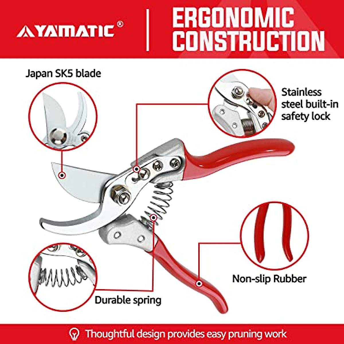 YAMATIC 2pcs Gardening Scissors, Professional Micro-Tip & Bypass Pruning Shears for all cutting scenarios, Heavy Duty Forged Steel Pruners for Plant, Flowers, Herbs, Buds, Leaves, Bonsai Trimming