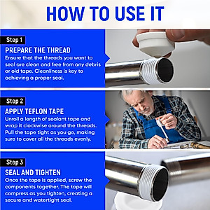 TAPEWELL Teflon Professional Grade (High Density) Tape - Teflon Tape Plumbing - 1/2 Inch Wide X 520 Inches Long - Pipe Tape - PTFE Tape - Thread Tape Plumbing - Sealant Tape Waterproof
