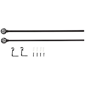 Amazon Basics 5/8-Inch Curtain Rod with Cage Finials - 28 to 48 Inch, Dark Bronze (Espresso)