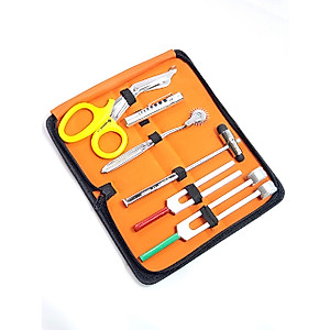 Cynamed Set of 6 pcs Reflex Percussion Buck Hammer + Penlight +Tuning Fork C 128 C 512 + Bandage Scissors 7.25" + Wartenberg Pinwheel (Set of 6)