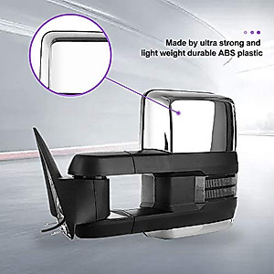 INEEDUP Tow Mirrors Fit for 2014-2019 for Chevy for GMC 1500 2015-2019 for Chevy for GMC 2500/3500 HD Towing Mirrors Power Control Heated Turn Signal Width Light Left Right Side A Pair Chrome