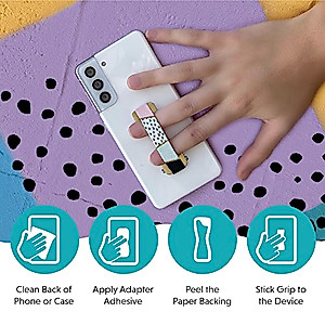 Universal Grip for Most Smartphones, Mini Tablets and Cases, Green Colored Base with Black Strap, LH-01Green