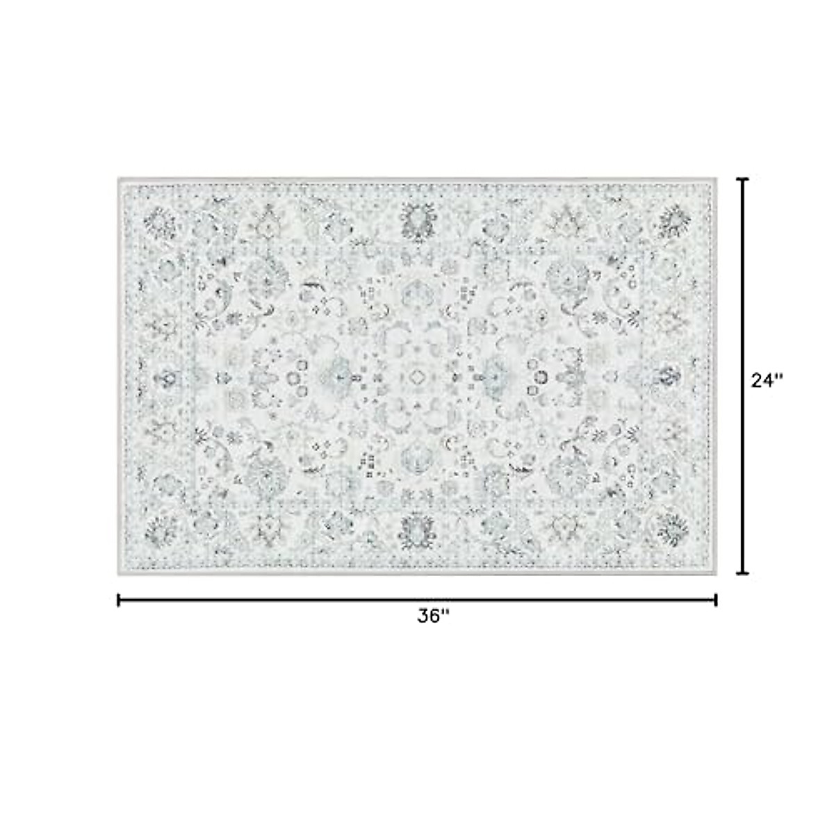 Well Woven Elle Basics Silk Ivory 2'x3' - Non-Slip Rubber Backed Washable Modern Vintage Area Rug for Bedrooms, Kitchens & Entryways - Easy to Clean & Durable