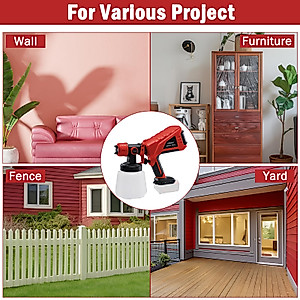OUGESH Cordless Paint Sprayer for Milwaukee 18V Battery Airless Electric HVLP Spray Paint Gun Tools for House Painting/Home Interior and Exterior/Wood/Walls/Furniture/Floor/Fence (No Battery)