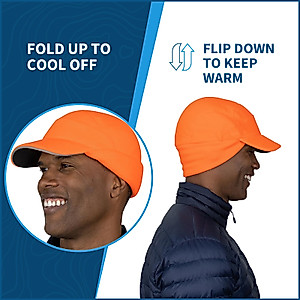 TrailHeads Men's Fleece Hat Baseball Cap - Drop Down Ear Warmer Flaps - Winter Caps for Men for Running, Golf, Hunting