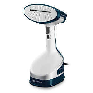 Rowenta DR8120 X-Cel Powerful Handheld Garment and Fabric Steamer Stainless Steel Heated Soleplate with 2 Steam Options, 1600-Watts, White/Blue