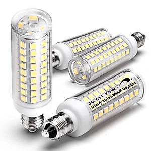 JDE11 Led Bulbs 120V 75W Halogen Candelabra Bulbs Equivalent Dimmable,T3 T4 Mini Base JD E11 Bulb, 6000K Daylilght White 7W 750lm E11 for Chandeliers,Candelabra,Ceiling Fan,Cabinet Lighting,4Pcs