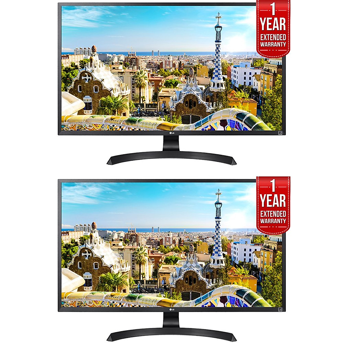 LG 32UD59-B 32-inch 3840x2160 Ultra HD 4k LED Dual Monitor Bundle with 1 YR CPS Enhanced Protection Pack