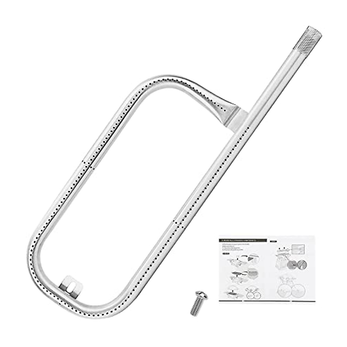 GRISUN 60040 304 Stainless Steel Grill Burner for Weber Q1200 Q1000 Q100 Q120, Baby Q, 17 inch Burner Tube for Weber 50060001, 51060001, 516002, 516001, 386001, 386002, Replacement Part 69957/41657