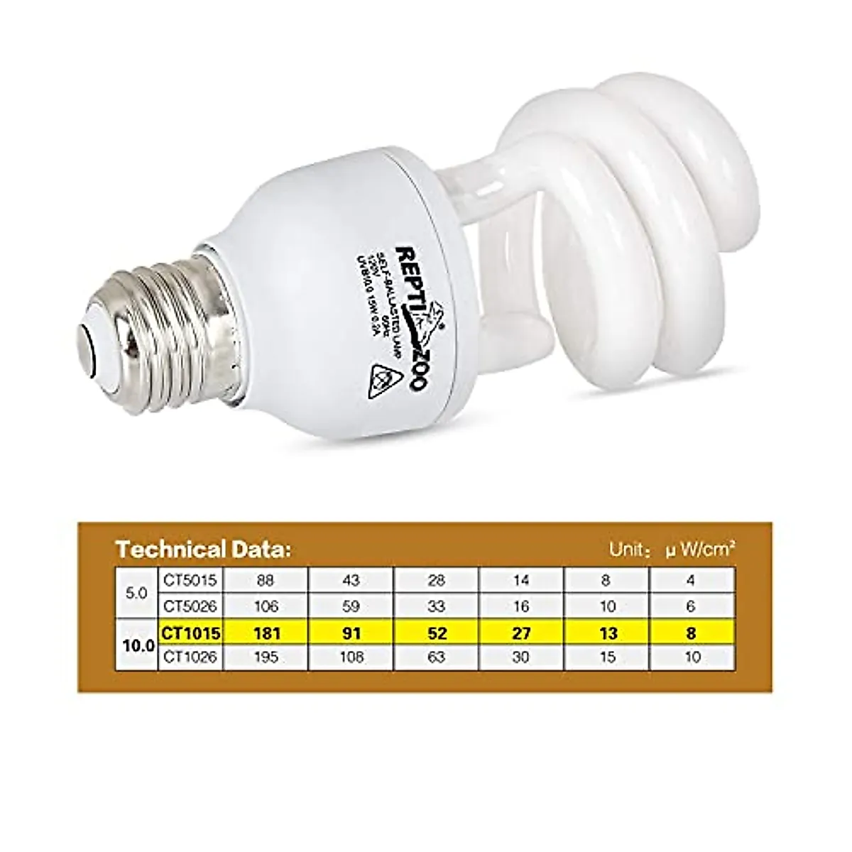 REPTIZOO Energy Saving Lamps UVB Bulb,Spiral Compact 15 Watts UVB 10.0 Reptile Light Bulb Fit for Desert Type Reptile/Snake/Lizard/Insect/Leopard Tortoise