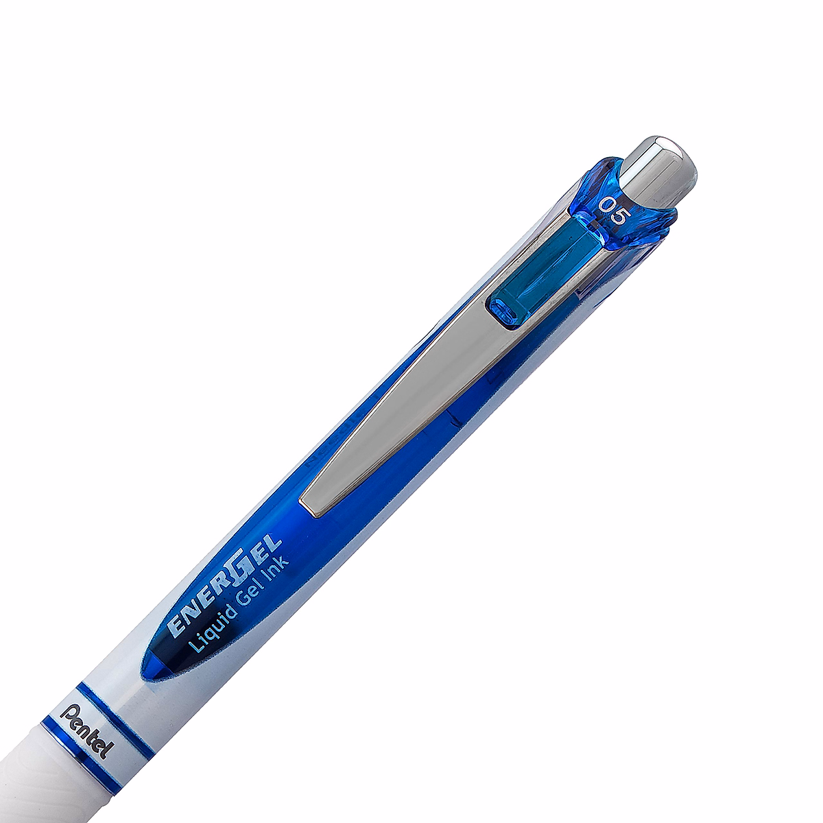 Pentel EnerGel Pearl RTX Retractable Liquid Gel Pen, (0.5mm), Fine Line, Needle Tip, Blue Ink, Box of 12 (BLN75PW-C)