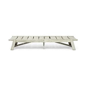 GDFStudio Outdoor Wood and Iron Chaise Lounge, Light Gray and Gray