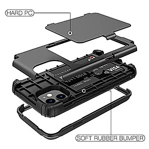 WeLoveCase iPhone 11 Wallet Case Defender Wallet Credit Card Holder Cover with Hidden Mirror Three Layer Shockproof Heavy Duty Protection All-Round Armor Protective Case for iPhone 11 Black