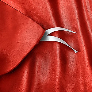 P Pothuiny 5 Pieces Satin Duvet Cover Full/Queen Size Set, Luxury Silky Like Red Duvet Cover Bedding Set with Zipper Closure, 1 Duvet Cover + 4 Pillow Cases (No Comforter)