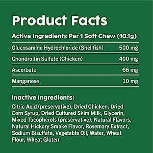 GREENIES Supplements Hip & Joint Supplements for Dogs With Glucosamine and Chondroitin, 30 Count Chicken-Flavor Soft Chews Dog Joint Supplements