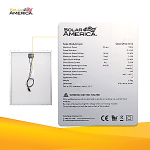 Solar4America 100W Monocrystalline Solar Panel, Mono Tech High Efficiency Module, for RVs, Boats, and Other Off-Grid