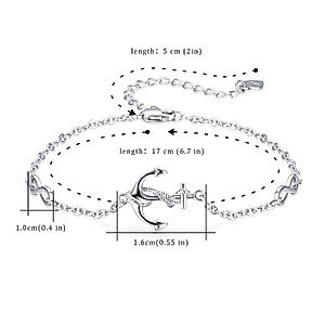 CUOKA MIRACLE Anchor Bracelet 925 Sterling Silver Anchor Bracelet Sailor Bracelet Nautical Jewelry Anchor Jewelry for Women Best Friends Holiday Christmas Birthday
