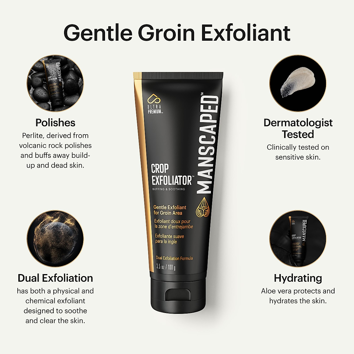 MANSCAPED® Crop Exfoliator™ Gentle Groin Exfoliant Scrub to Soothe and Clear the Skin, Vegan, Cruelty-Free (3.5 oz)