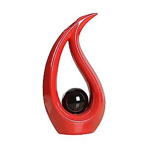 Cozylkx 11 x 6 Inch Modern Abstract Sculpture Statue, Office Home Decor Ornament Ceramic Figures, Red